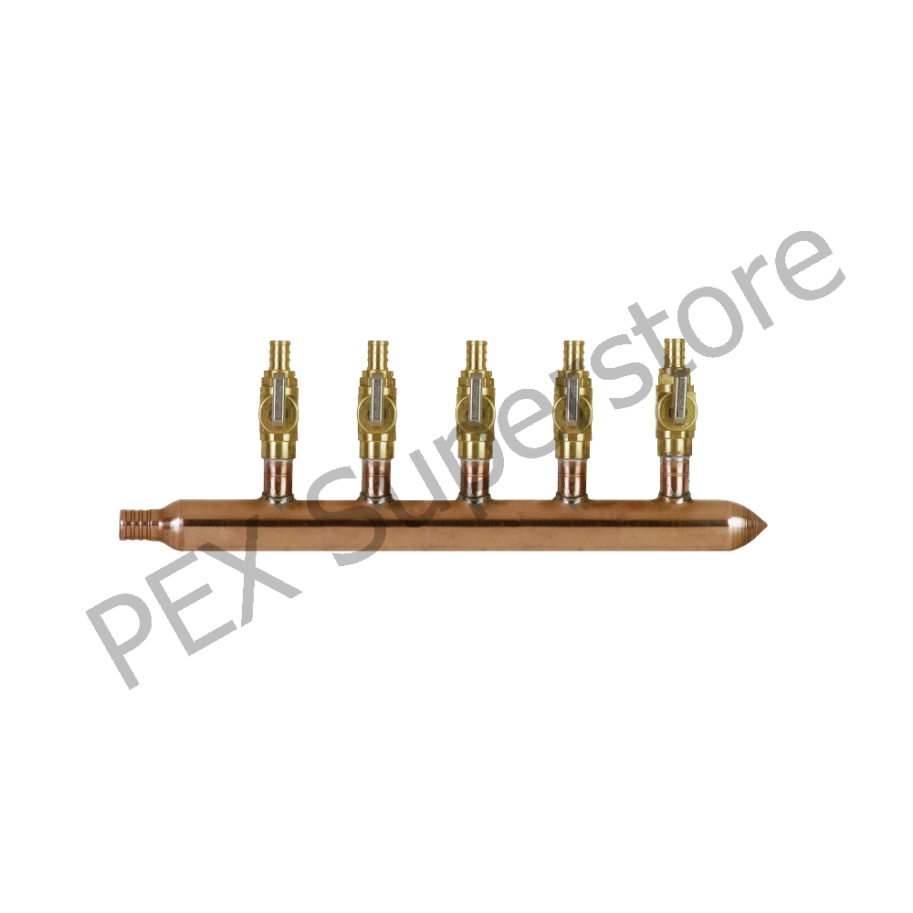 6 port 1/2″ PEX w/ Ball Valve Plumbing Manifold CLOSED – PEX Superstore